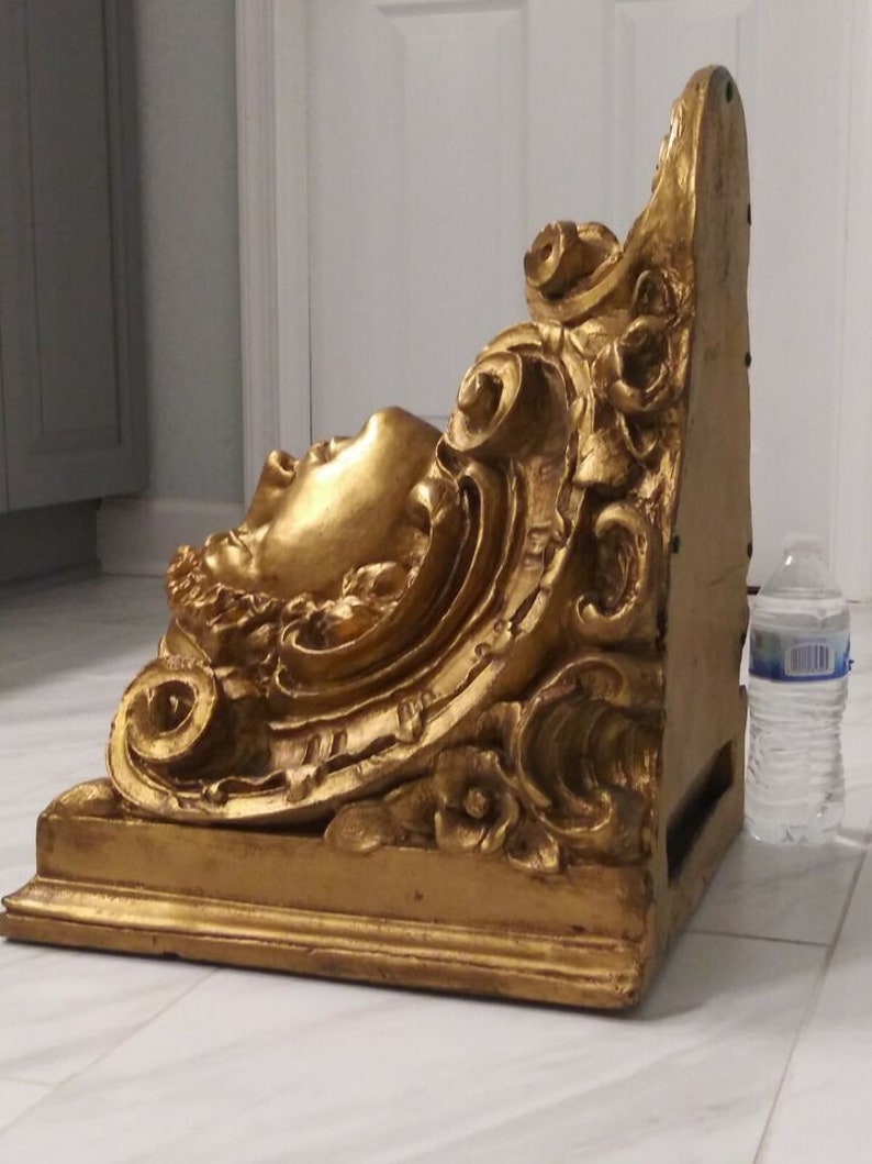 Big Architectural Woman Lady Statue Face Corbel Gold Wall Ceiling Shelf ...