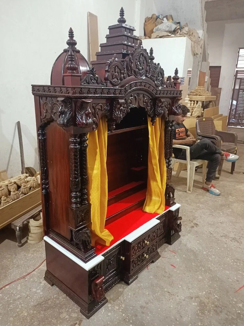 70'' Wooden Pooja Mandir Home Temple Pooja Mandapam Pooja Mandir ...