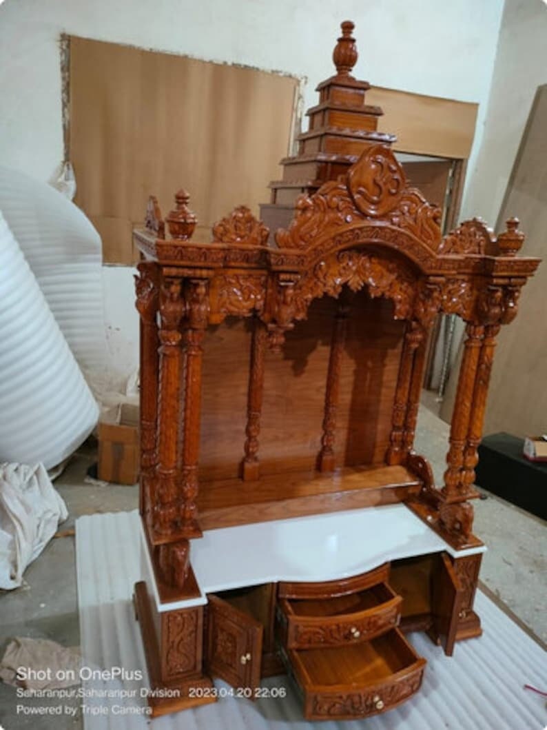 Designer Pooja Mandir Home Temple Carving Handmade Carving Wooden ...