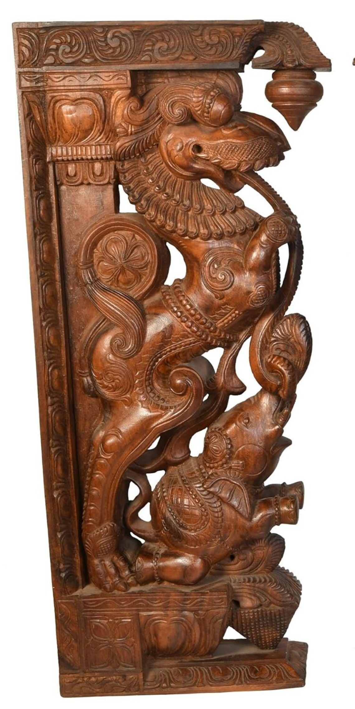 2 Pcs Pair of Lion Yali Dragon Statue Wall Bracket Door Entrance ...