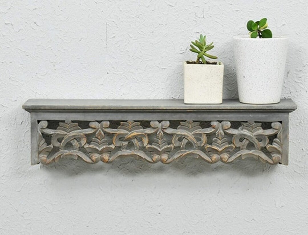 Wooden Shelf Wall Wood/ Hand Carved Wall Shelf/wood Carving Wall Shelf ...