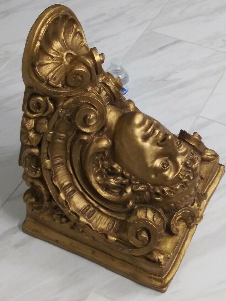 Big Architectural Woman Lady Statue Face Corbel Gold Wall Ceiling Shelf ...