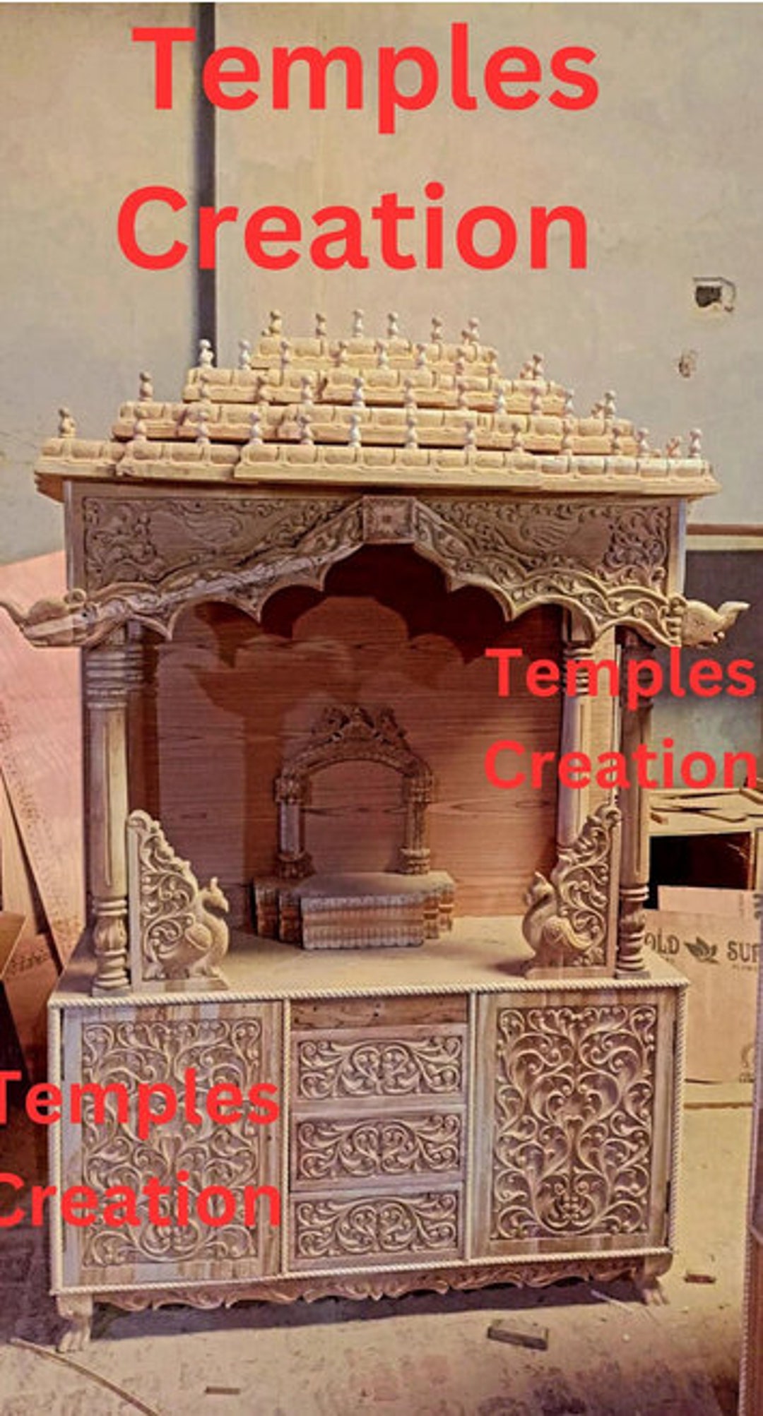 80 Large Hindu Temple Solid Teak Hand Carve Design Hand Carved for Home ...