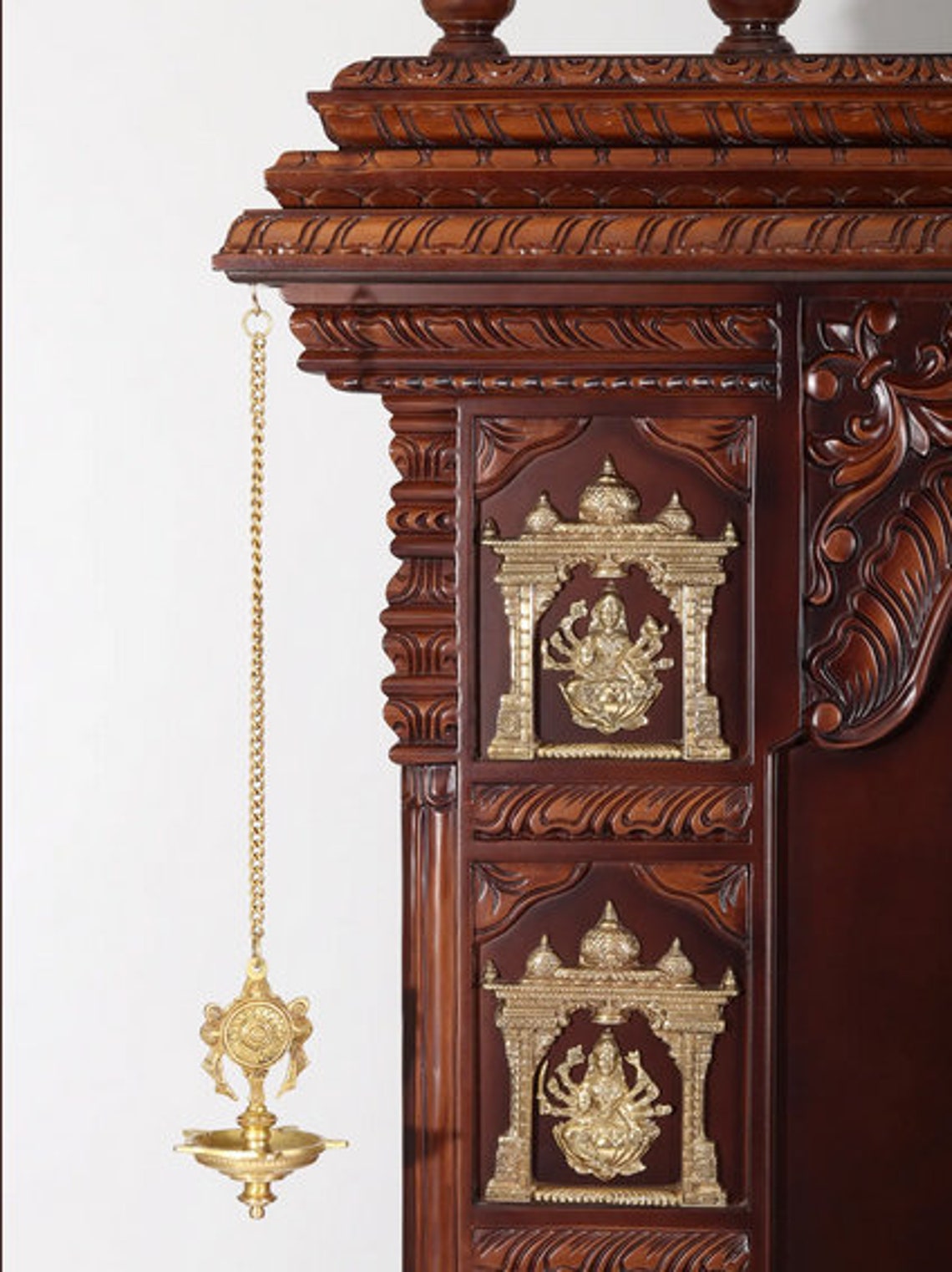 Home Temple/ashta Lakshmi Designer Temple With Brass Lamps/hindu Mandir ...