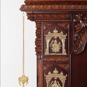 Home Temple/ashta Lakshmi Designer Temple With Brass Lamps/hindu Mandir ...