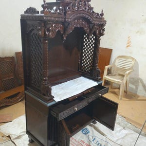 Wooden Big Home Temple, Pooja Mandir, Home Temple, Carved Wooden Temple ...