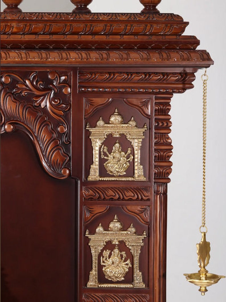 Home Temple/ashta Lakshmi Designer Temple With Brass Lamps/hindu Mandir ...