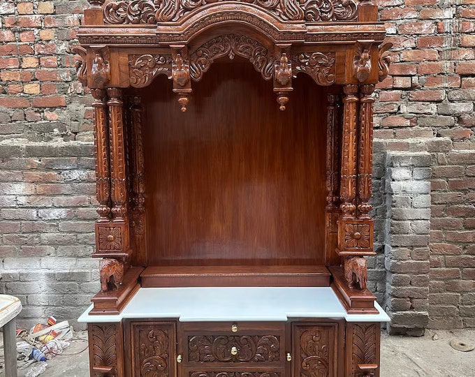 Wooden Temple Home Temple Carving Handmade Carving Wooden Mandir ...