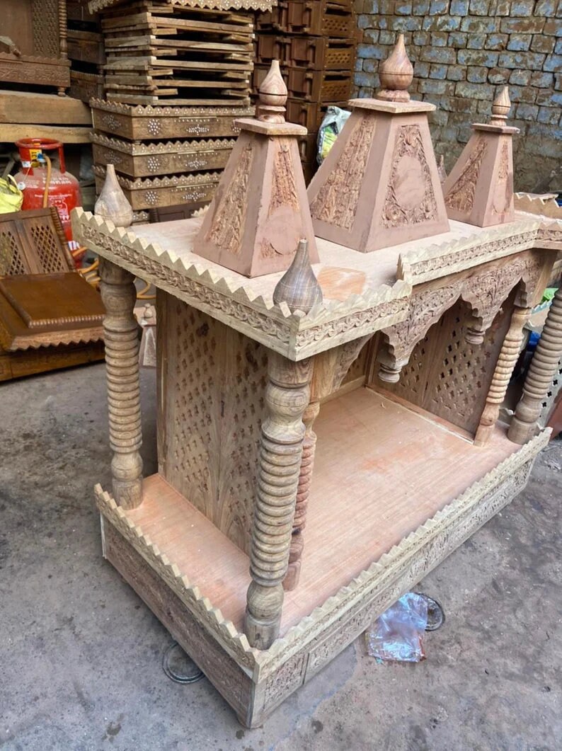 Carved Home Temple Pooja Mandir With Traditional Hand Carving Design ...