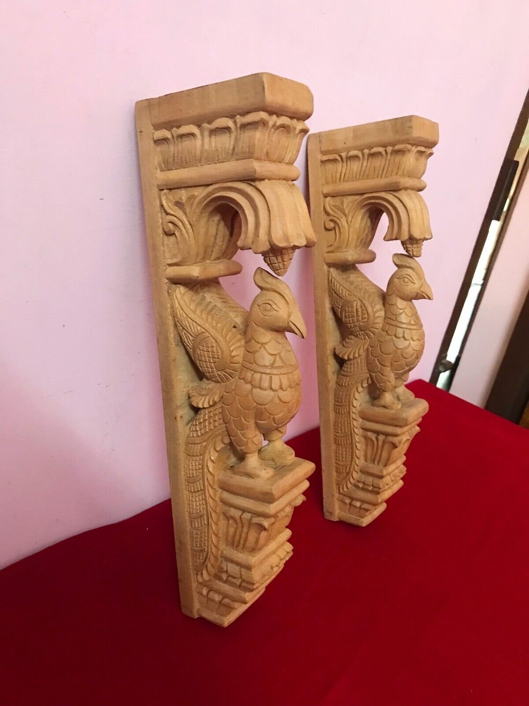 Mur suspendu support paire paon oiseau ornement corbeau sculpture en ...