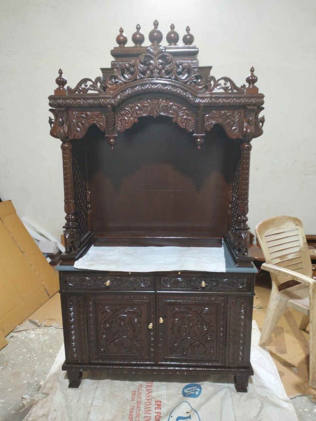 Wooden Big Home Temple, Pooja Mandir, Home Temple, Carved Wooden Temple ...