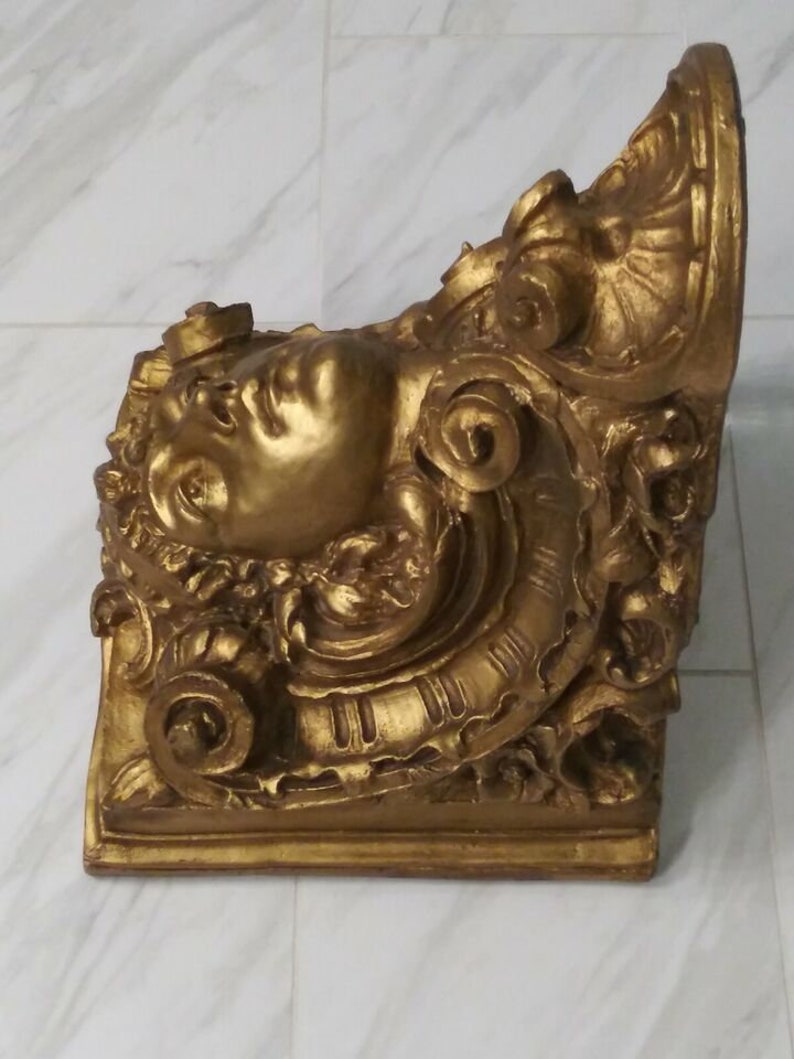 Big Architectural Woman Lady Statue Face Corbel Gold Wall Ceiling Shelf ...