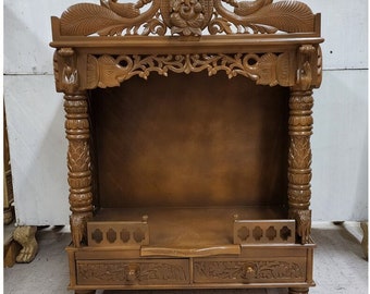 Hindu Temple Inspired Handcrafted Wooden Pooja Mandir: Elegant - Etsy