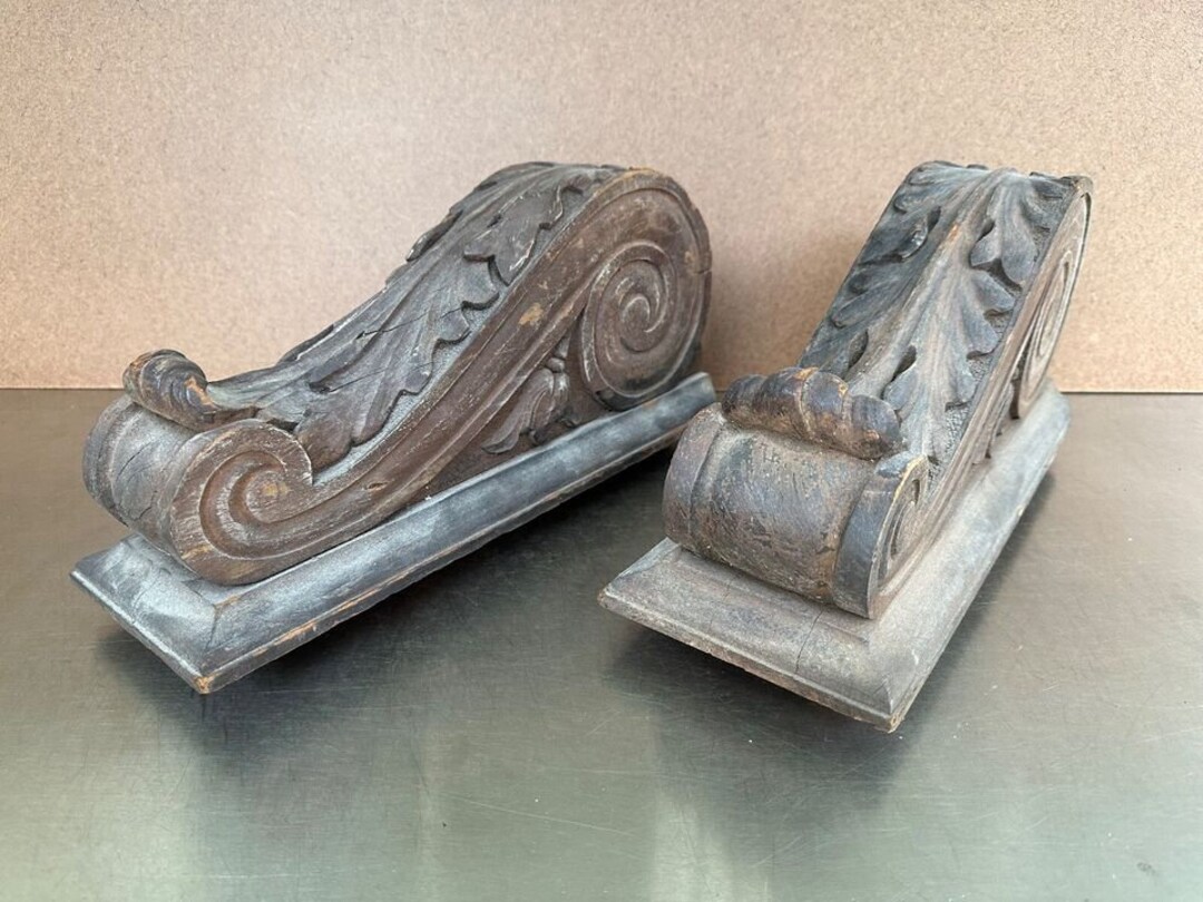 2 Pcs Pair Solid Wood Wall Bracket Corbel Architectural Salvage ...