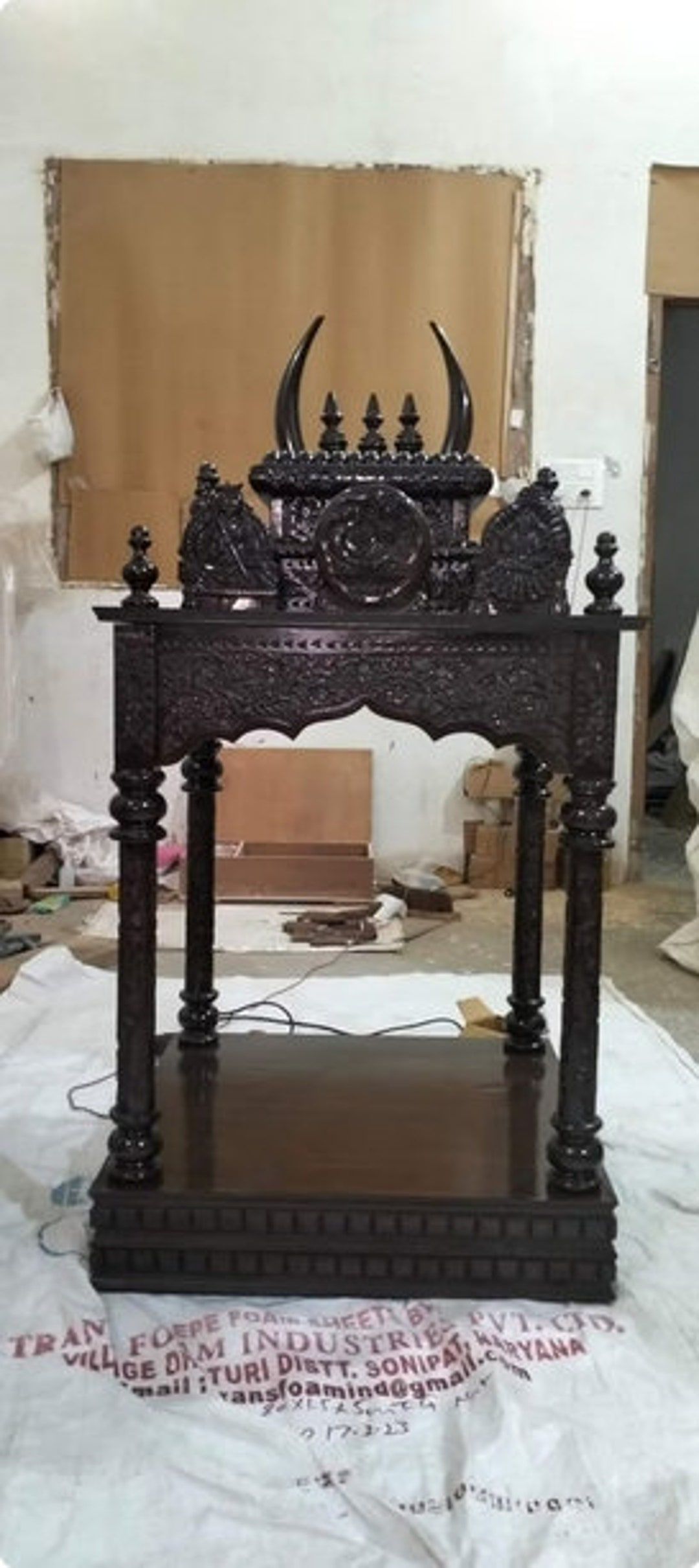 Indian Pooja Mandir Design Heavy Hand Carved Work for Home Home Temple ...