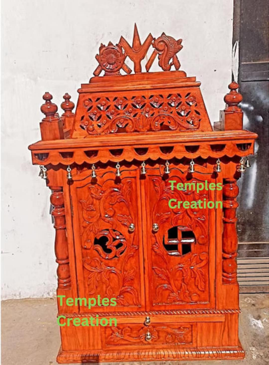 Mandir Wooden Temple 42 H, 30 W, 16 D Large Soild Teak Wood Puja Temple ...