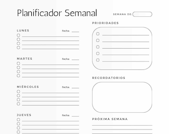 SPANISH Plan Semanal, Lindo Planner Semanal, Lindo Animal, Planificador ...