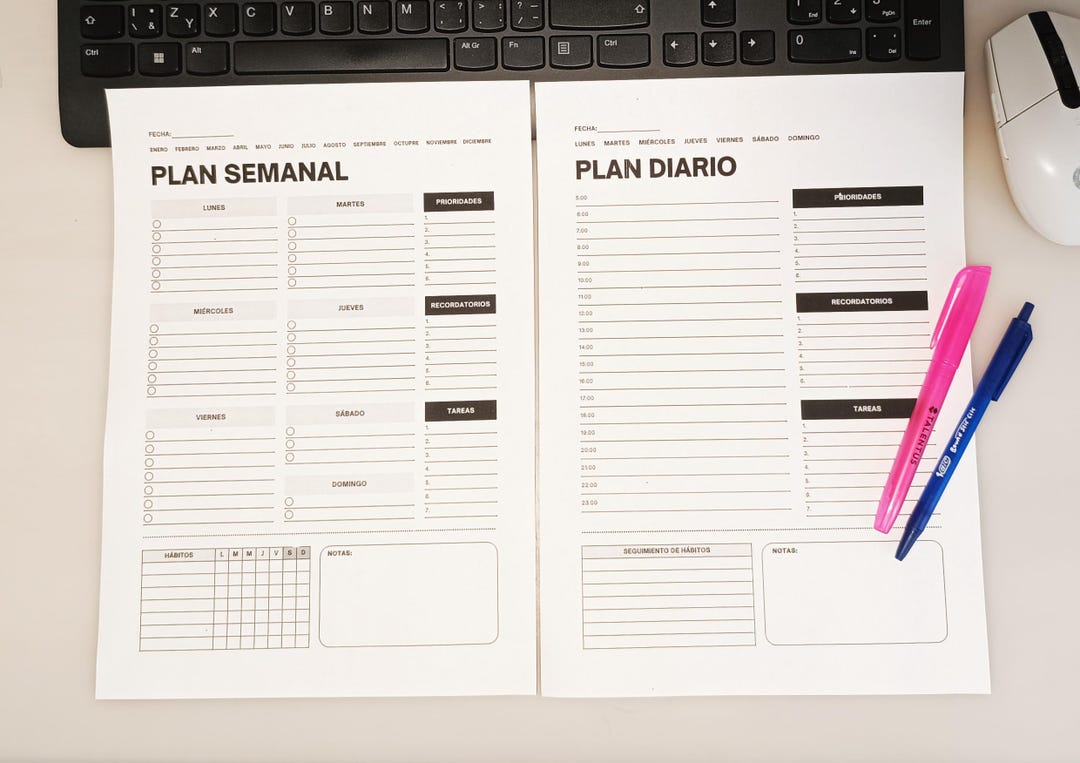 Printable Undated Daily & Weekly Planner in Spanish A4 (PDF) - Etsy