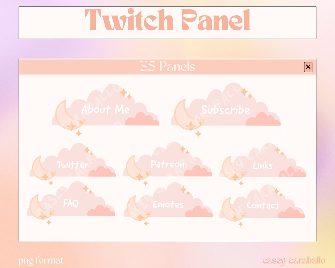 35 Cloud Twitch Panels Pink Night Sky Whimsical Twitch Panels Moon & Stars Twitch Stream - Etsy