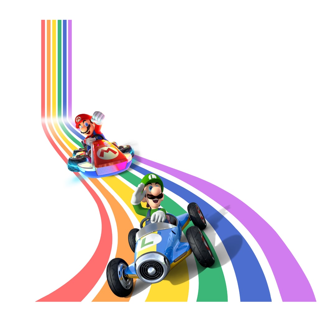 Super Mario on Rainbow Png Design, Super Mario Kart, Luigi Png, Super ...