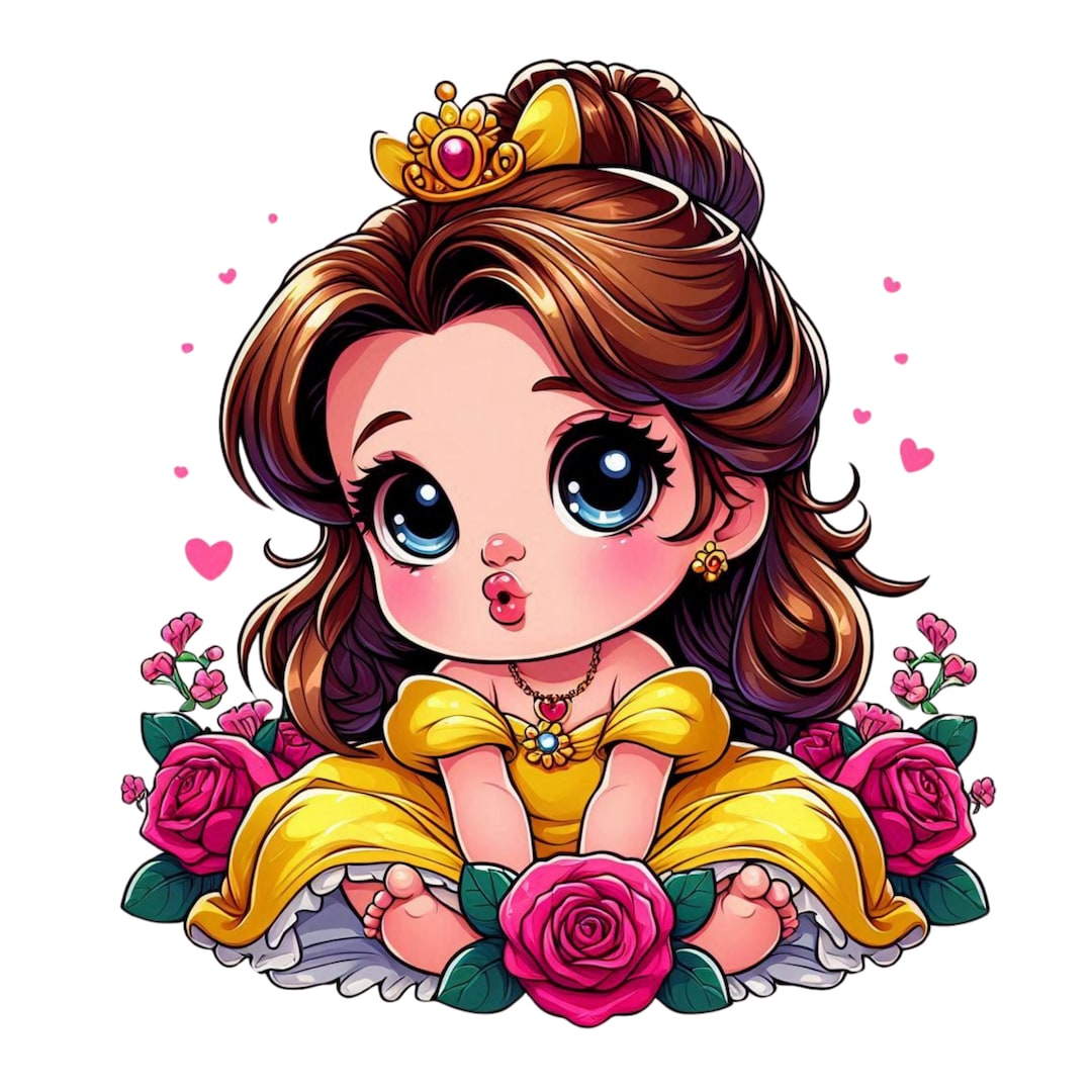 Baby Princess Belle Png Clipart, Baby Belle Flower Design, Beauty and ...