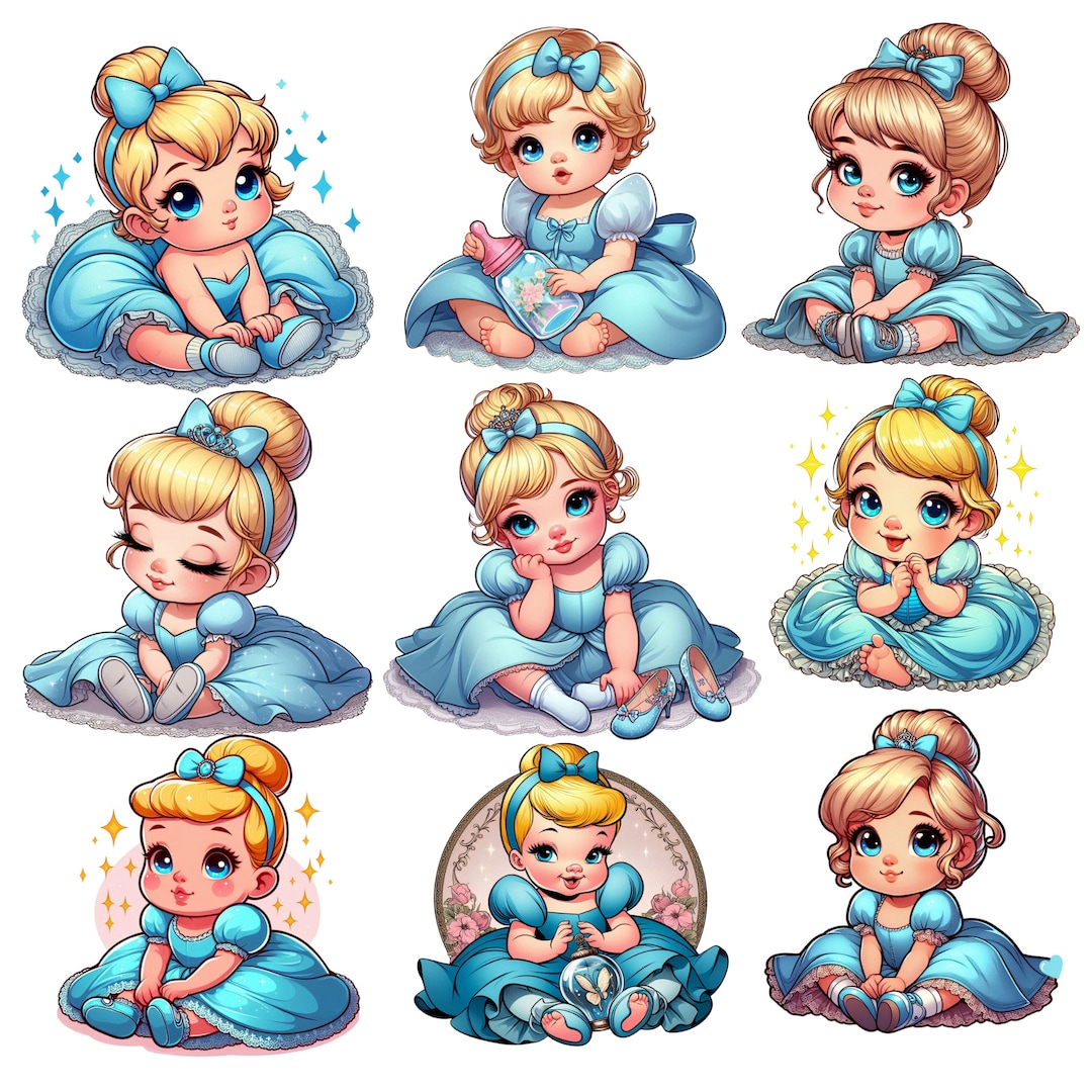 Baby Cinderella Png Bundle, Princess Cinderella Png Clipart Set, Baby ...