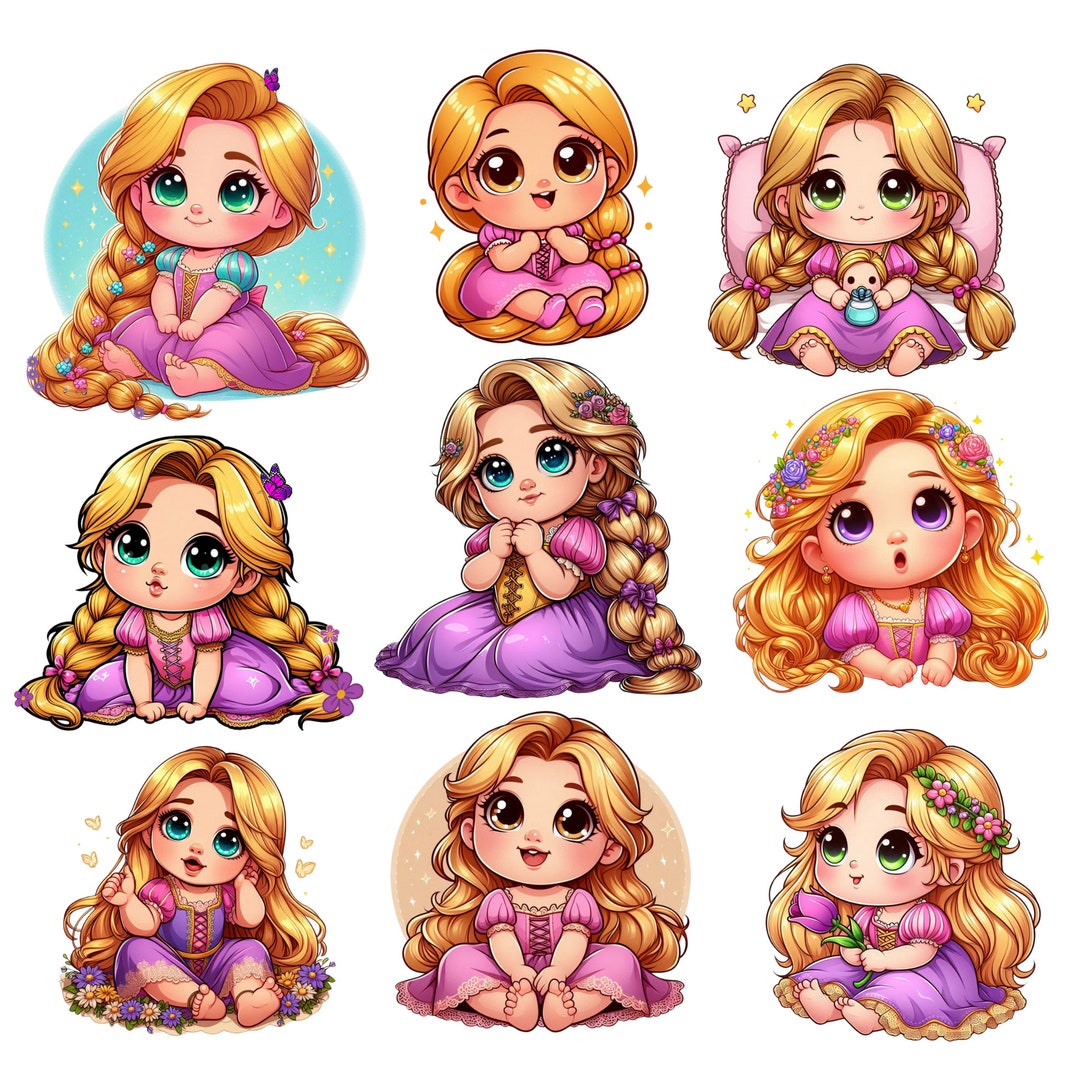 Baby Rapunzel Png Bundle, Princess Rapunzel Png Clipart Set, Tangled ...