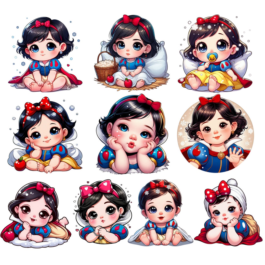 Baby Snow White Png Bundle, Baby Snow White Png Clipart Set, Princess ...