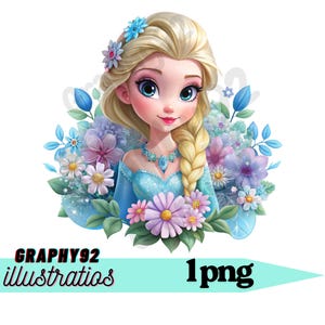 Princess Elsa Flower Design, Elsa Png Clipart, Frozen Png, Instant ...