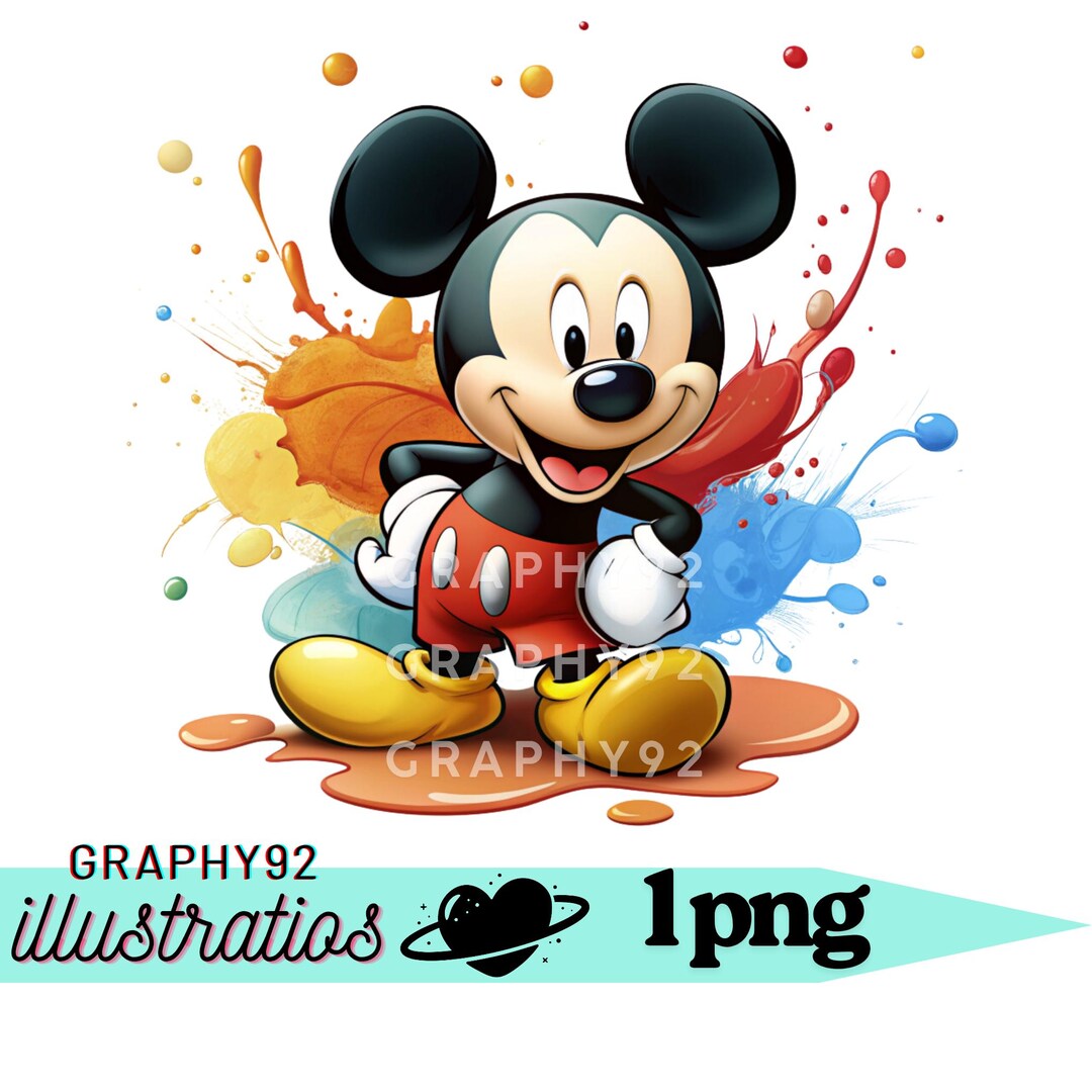 Mickey Mouse Splash Design, Mickey Mouse Png Clipart,, Watercolor ...