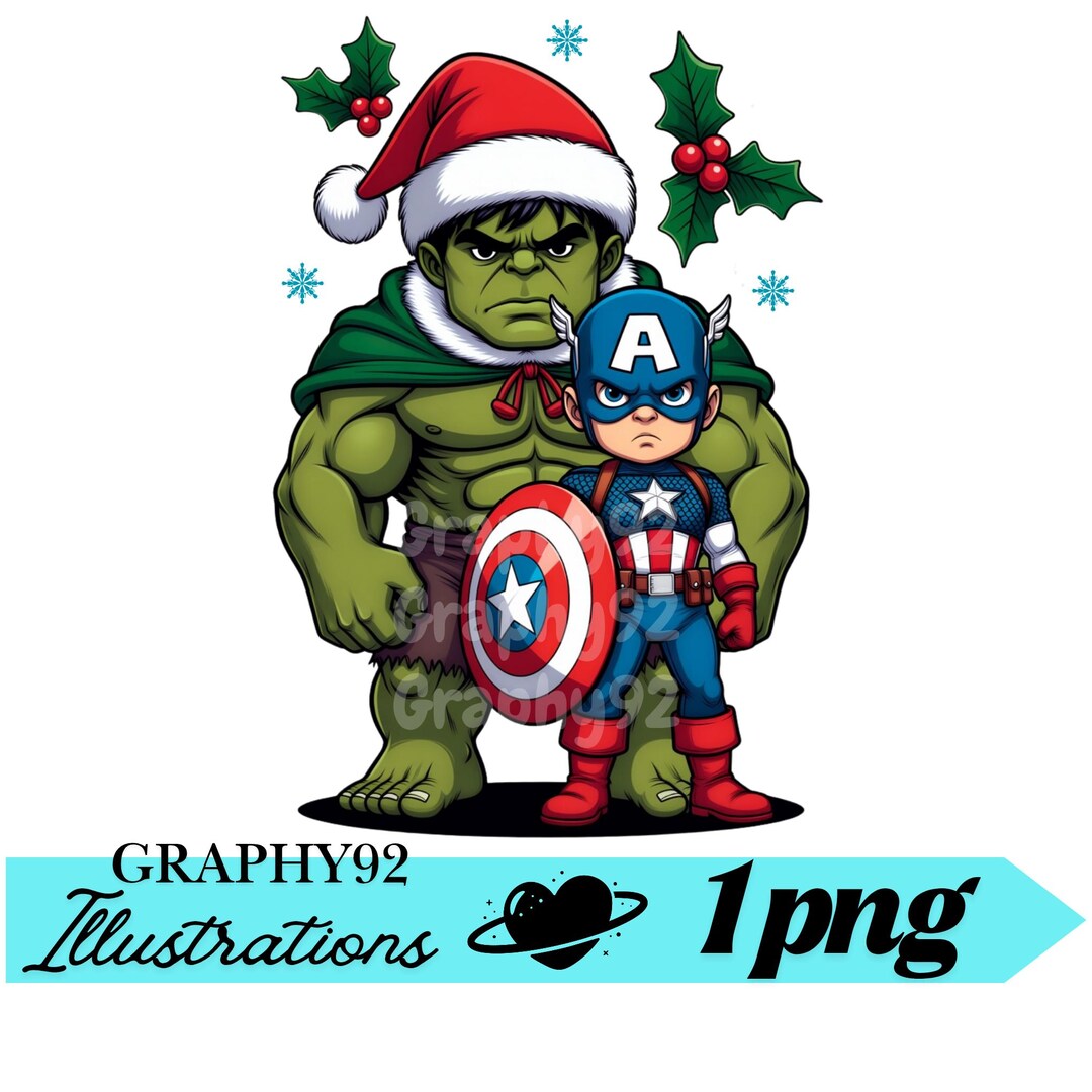 Hulk and Captain America Png Clipart, Super Hero Png, Hulk Christmas ...