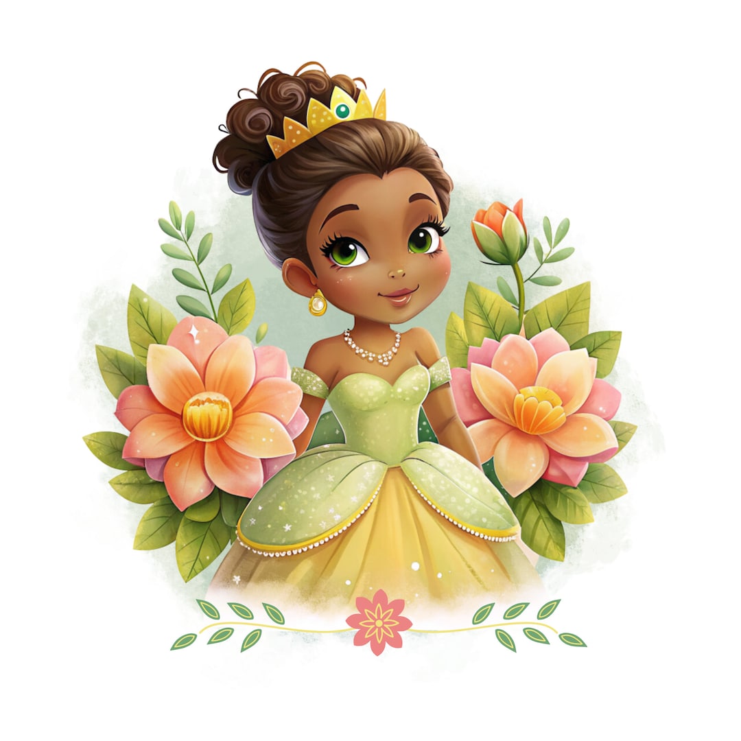 Princess Tiana Png Clipart, Tiana Flower Design, Watercolor Background ...