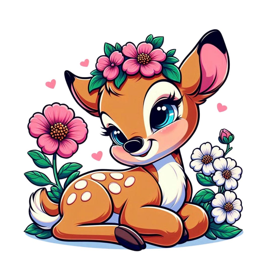 Cute Bambi Png Clipart, Bambi Flower Design, Bambi Image, Instant ...