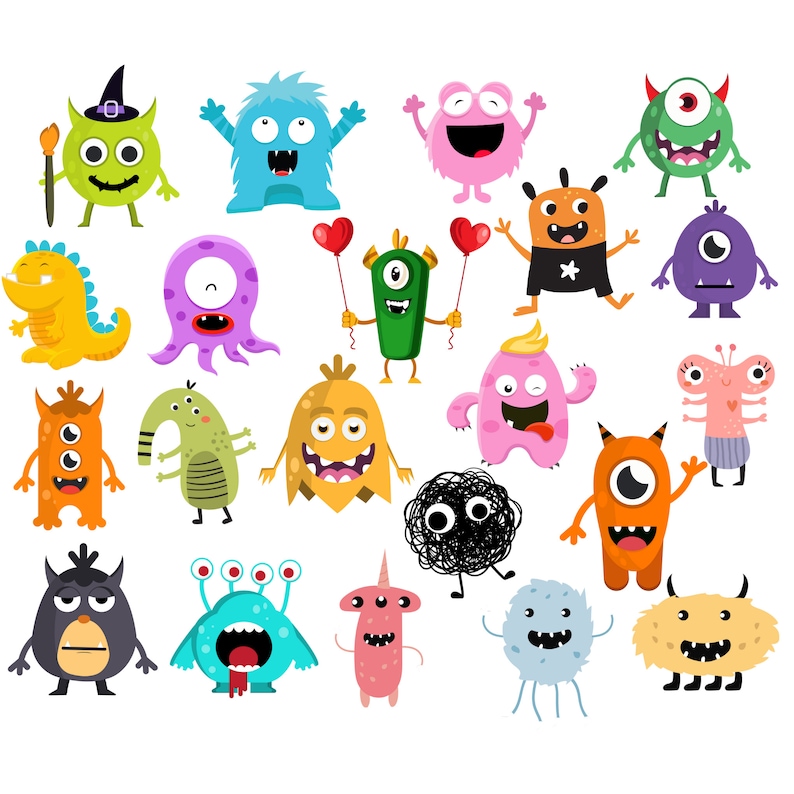 Monster Png Bundle, Baby Monster Png, Cute Monsters Mega Png Clipart ...