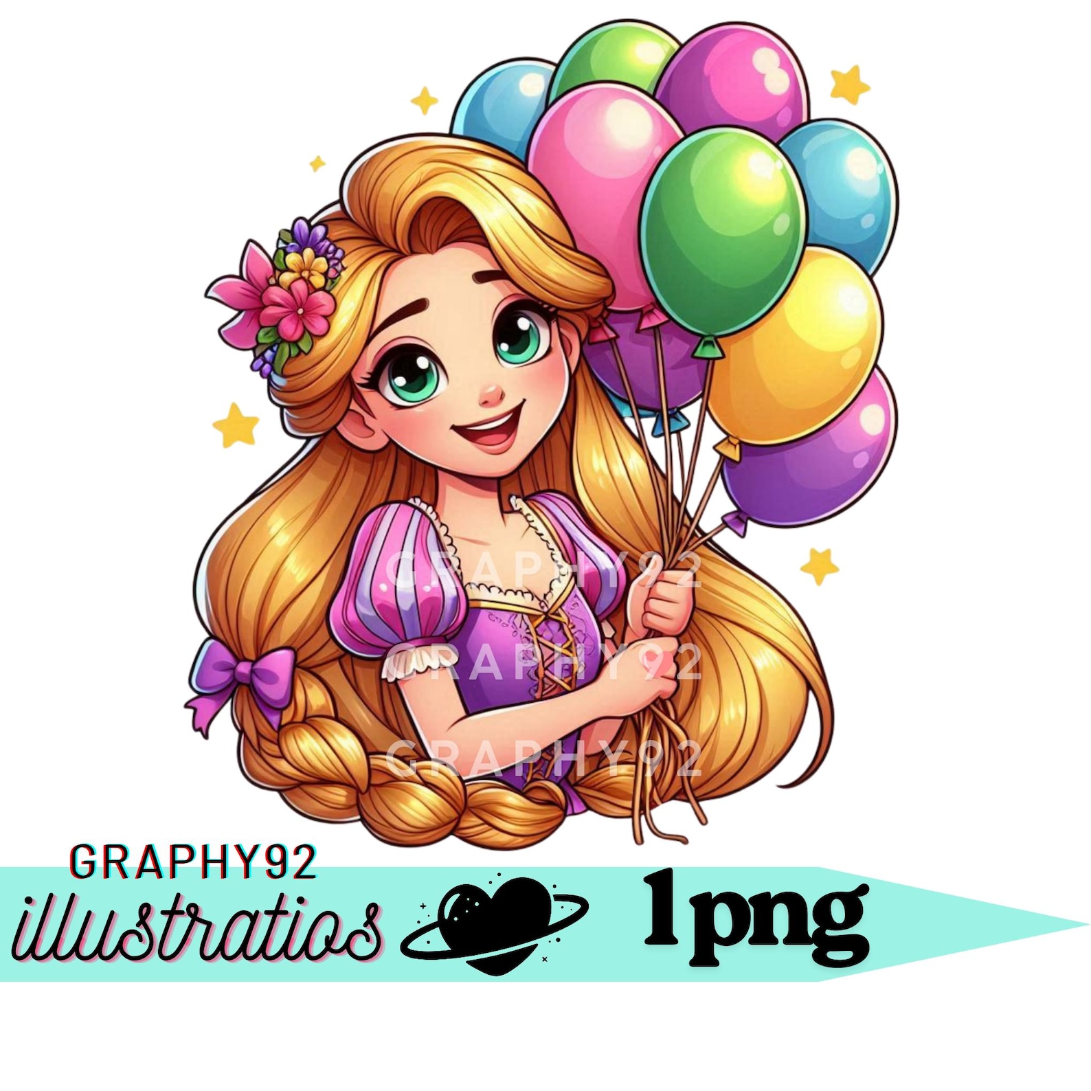 Rapunzel Png Clipart, Princess Rapunzel Png Design, Rapunzel Balloons ...