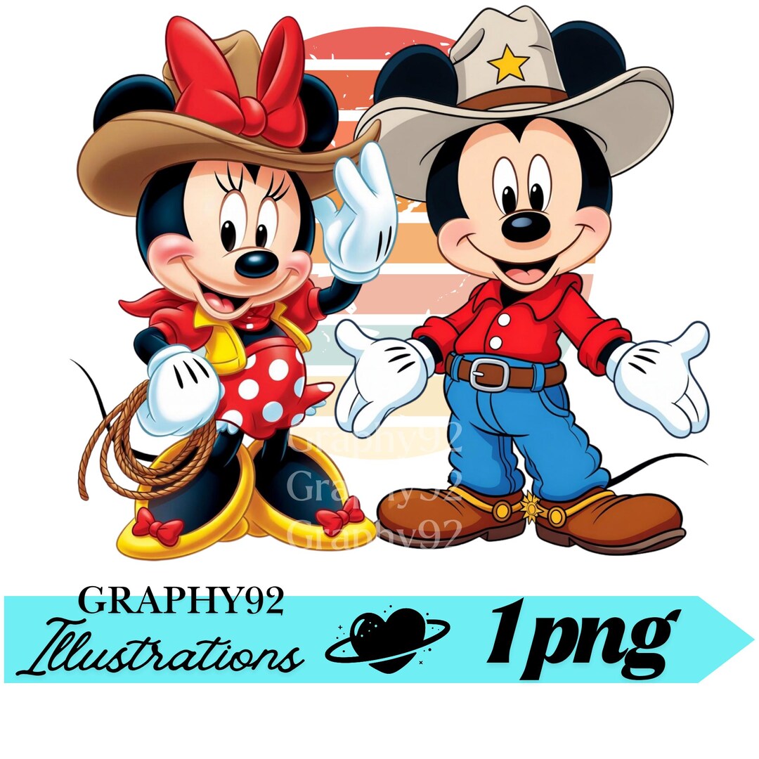 Mickey Mouse and Minnie Mouse Cowboy Design, Mickey Cowboy, Mickey ...