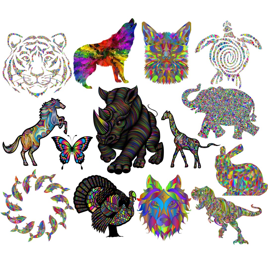 Geometric Animals Png Bundle, Colorfull Animals Png Bundle, Colorfull ...