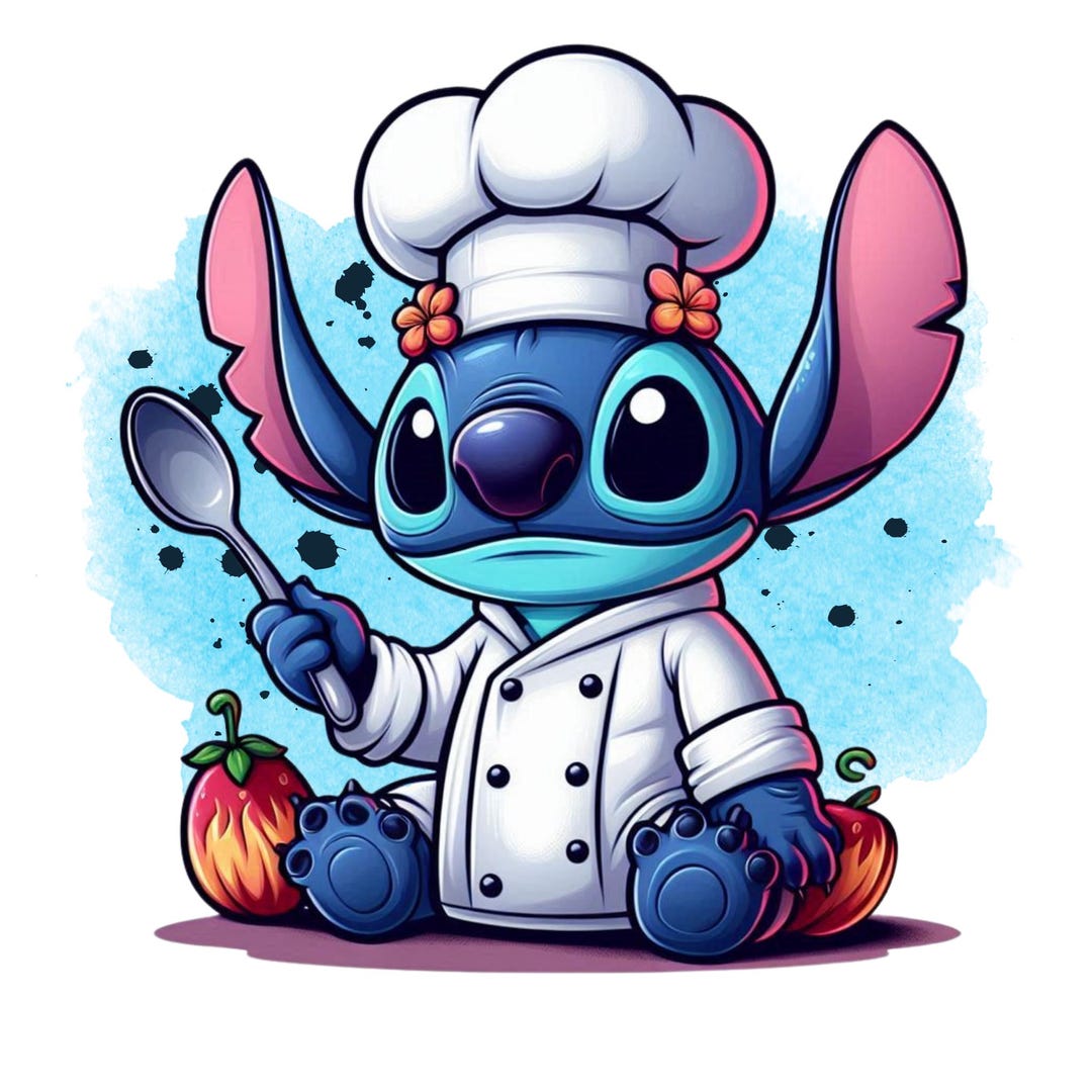 Stitch Chef Design, Stitch Png Clipart, Stitch Watercolor Background ...