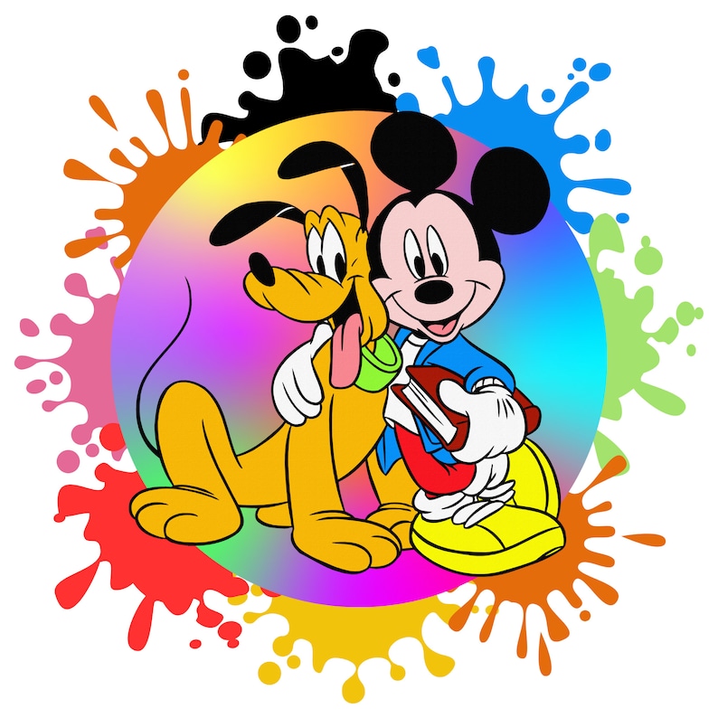 Fondo de acuarela de Mickey Mouse y Pluto, imágenes prediseñadas de Mickey Mouse PNG, Pluto PNG ...