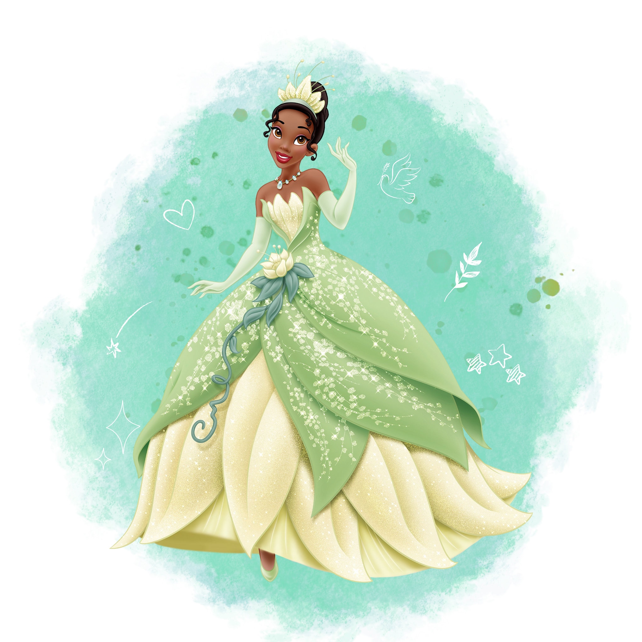 Princess Tiana Watercolour Background, the Princess and the Frog Png ...