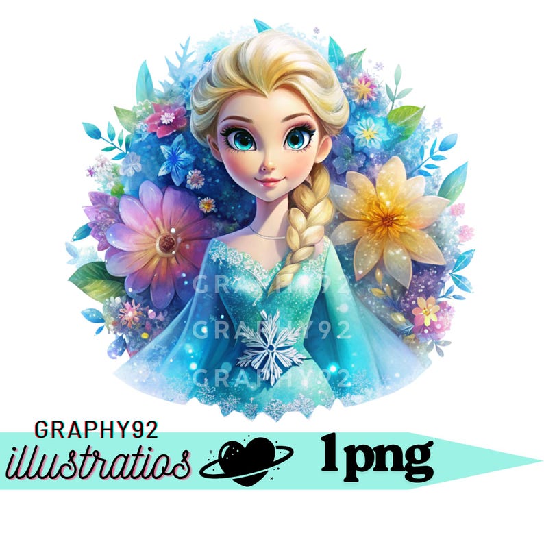 Princess Elsa Flower Design, Elsa Png Clipart, Frozen Png, Frozen ...