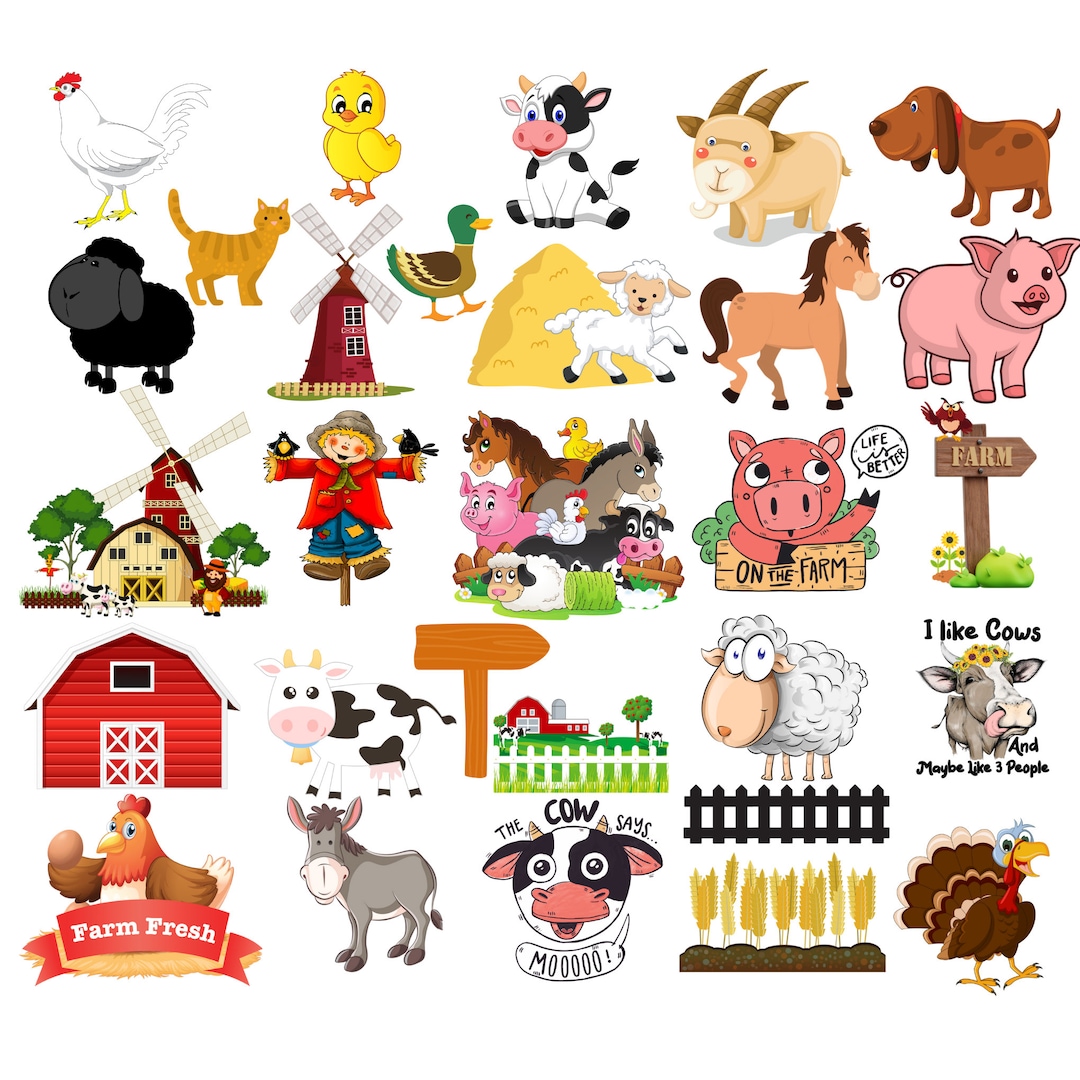 Farm Life Png Bundle, Farm Animals Png Bundle, Clipart Set, Farmer Png ...