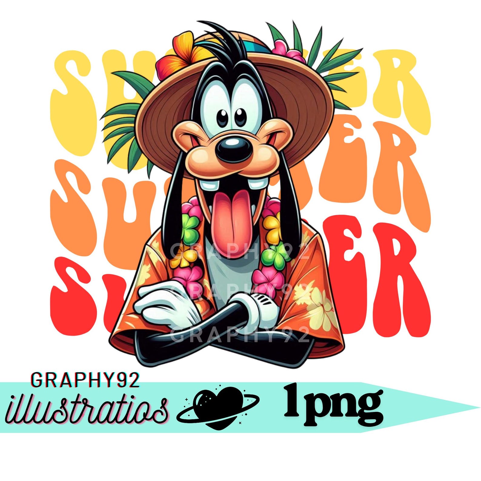 Goofy Hawaii Summer Font, Goofy Png Clipart, Goofy Summer, Mickey Mouse ...
