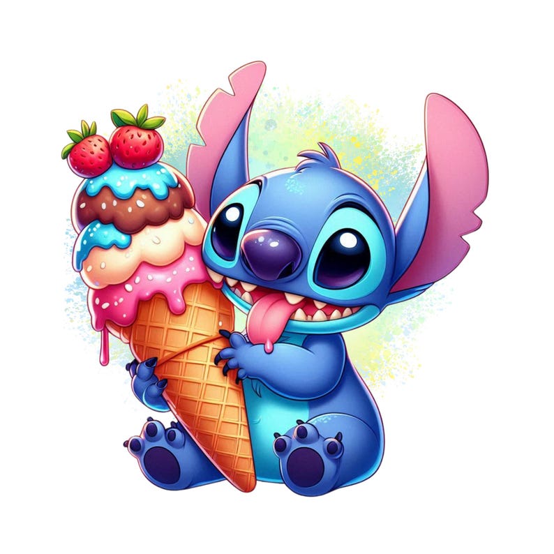 Imágenes prediseñadas de Stitch, fondo de acuarela de Stitch, helado de ...