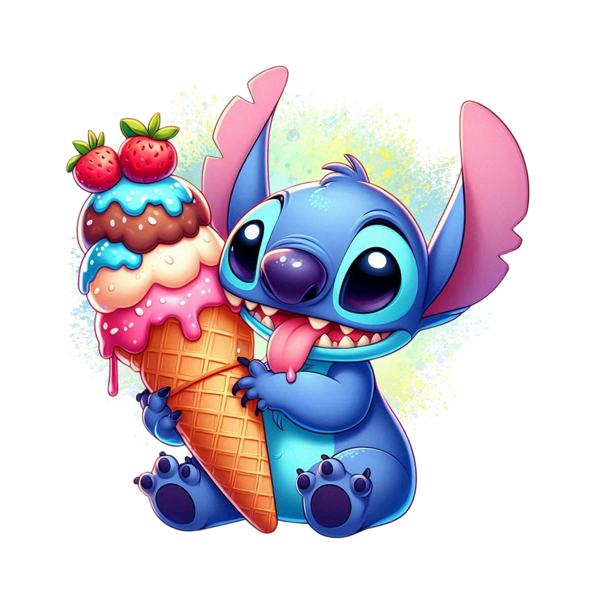 Stitch png clipart, sfondo acquerello stitch, gelato stitch ...