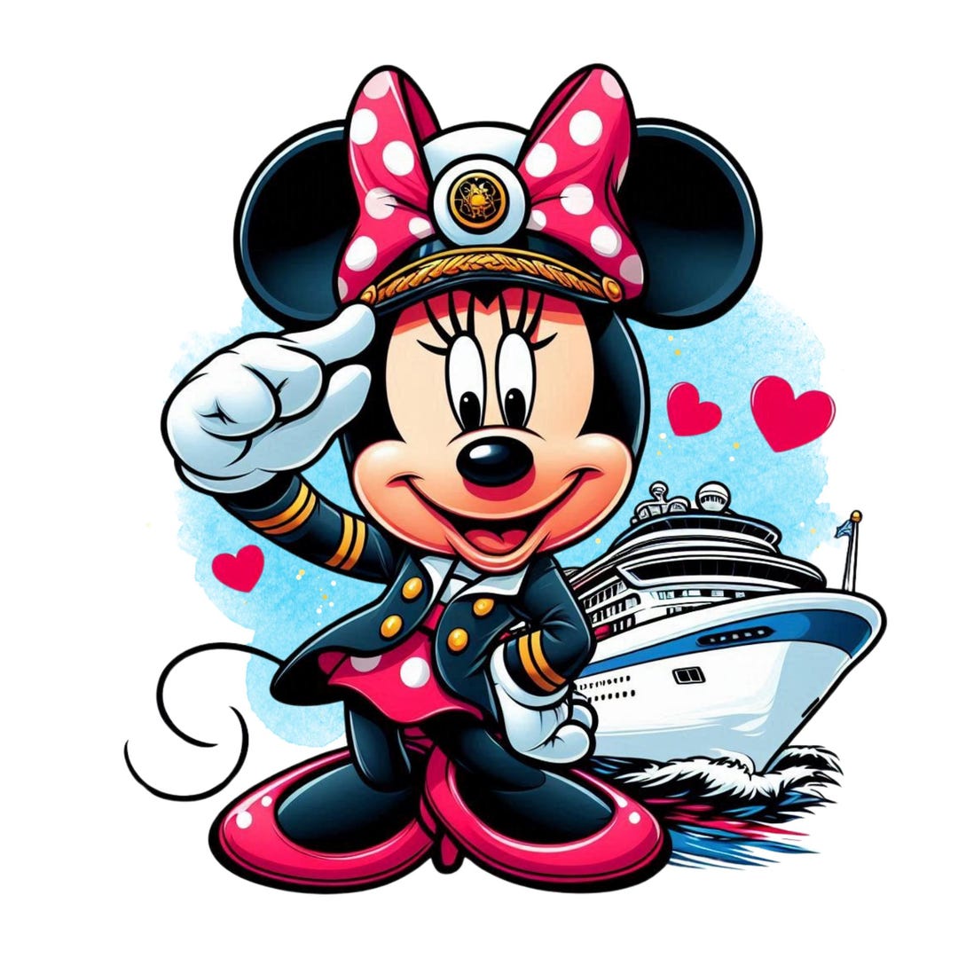 Minnie Mouse Cruise Design, Captain Minnie Mouse, Watercolor Background ...