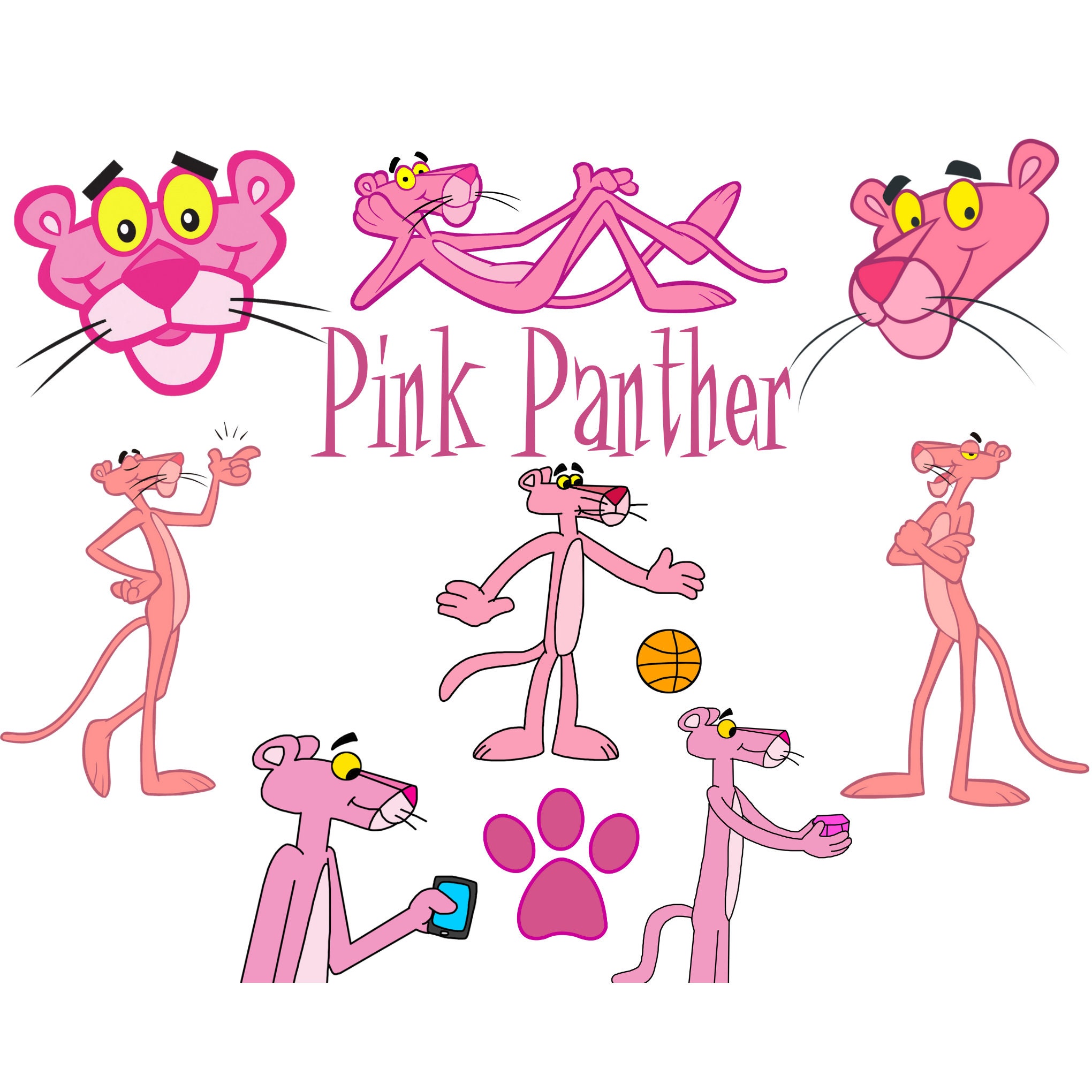Pink Panther Png Bundle, Pink Panther Png Clipart Set, Pink Panther ...