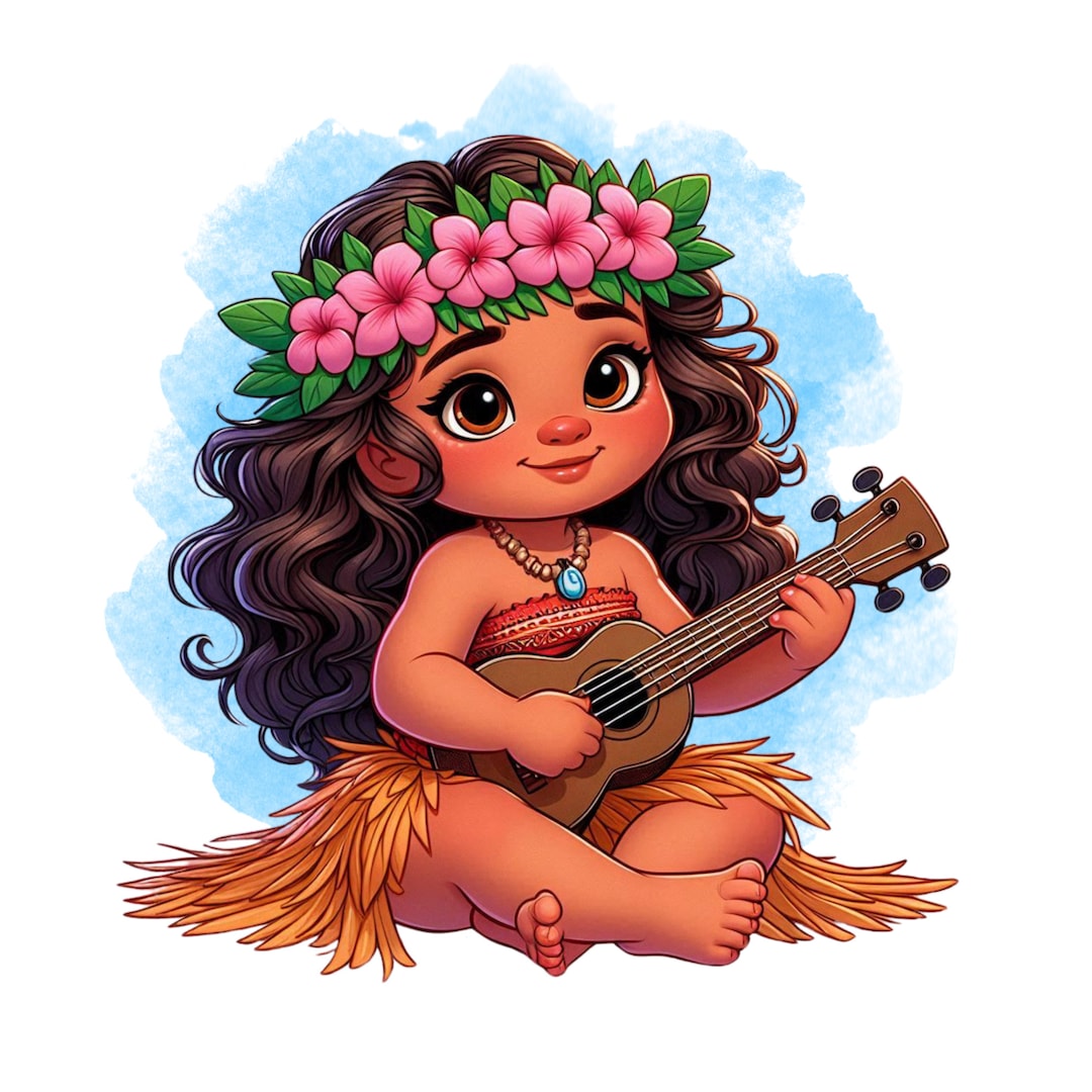 Baby Moana Playing Ukulele, Baby Moana Png Clipart, Cute Moana Image ...