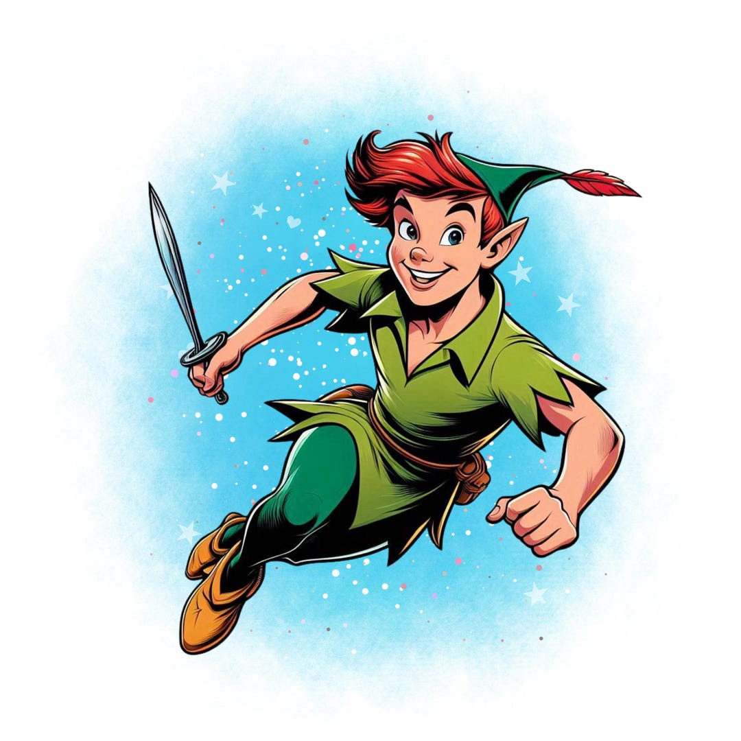 Peter Pan Watercolor Background, Peter Pan Png Clipart, Instant ...