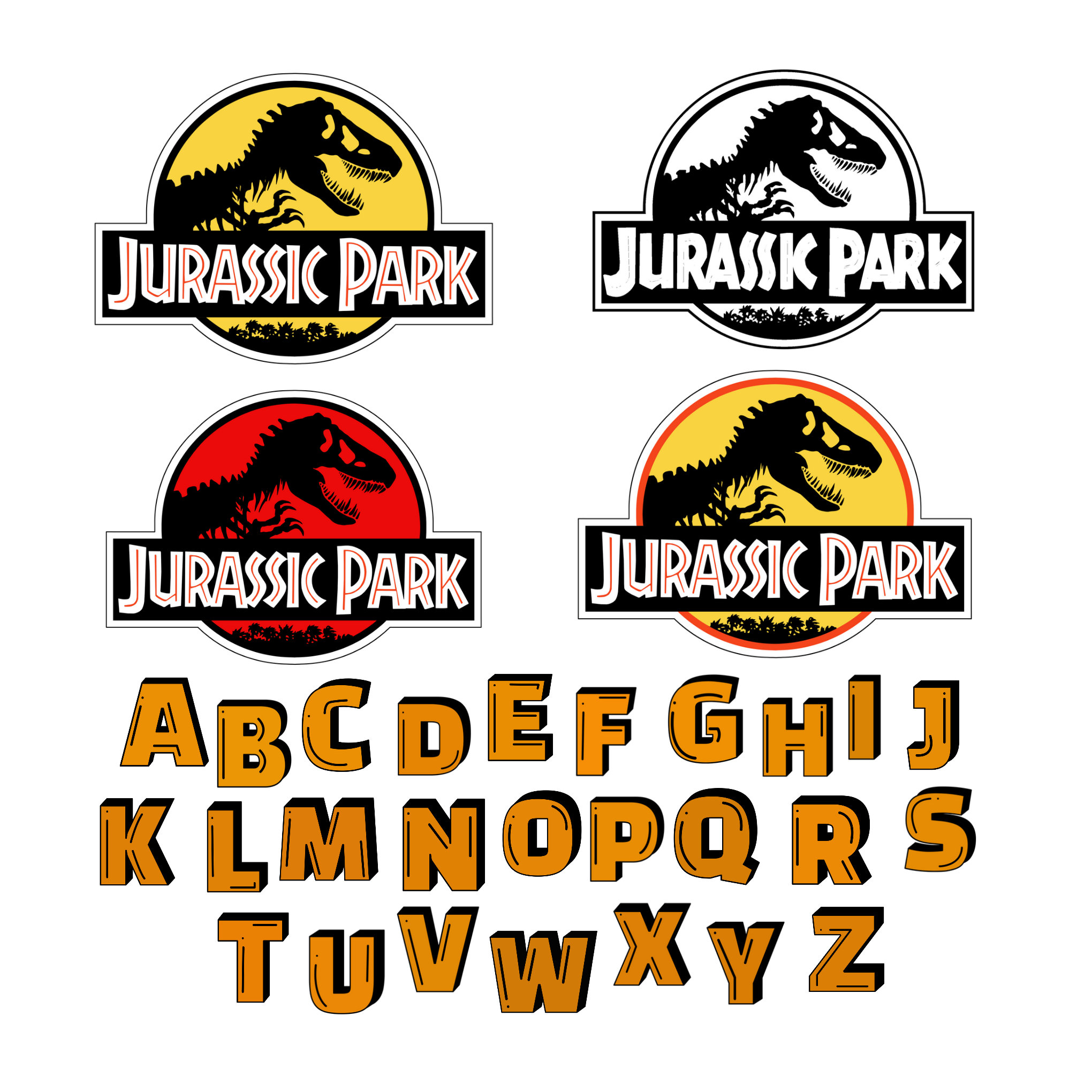 Jurassic Park Png Bundle Jurassic Park Font Alphabet - Etsy